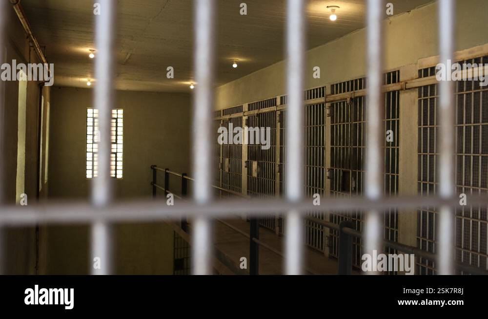Slider Move Looking Through Bars on Jail Cell - Shallow Depth of Field ...