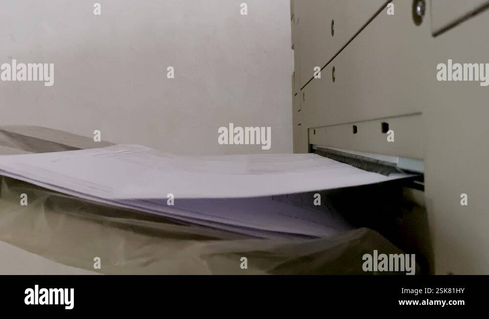 Paper out from Printer, scanner or laser copy machine. Paper is coming ...