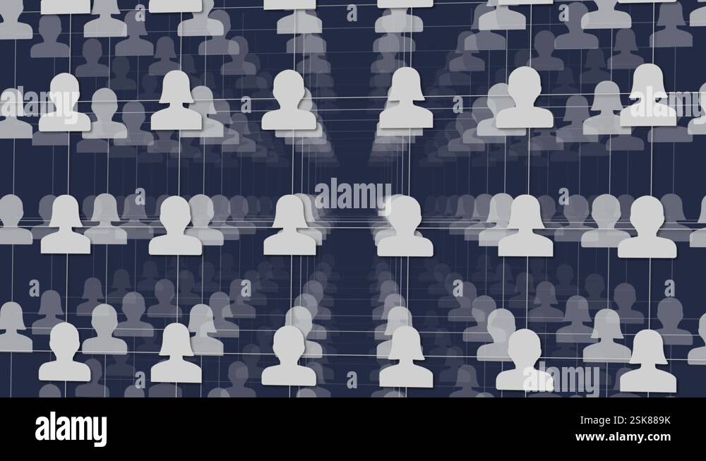 Abstract animation of large society connected together. Connecting ...