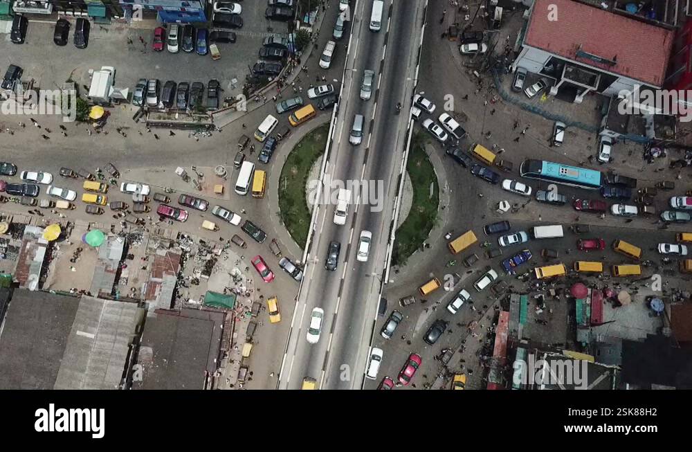 Drone Timelapse Vertical view Rotary and Highway in Lagos Nigeria Stock ...