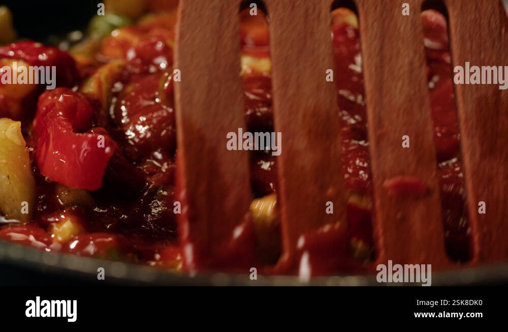 Vegetables colourful Mexican mix cooking in authentic pan, frozen ...