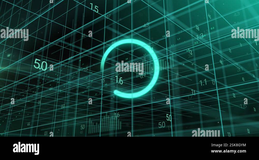 Animation of numbers and ai data processing over grid and dark background Stock Video Footage ...