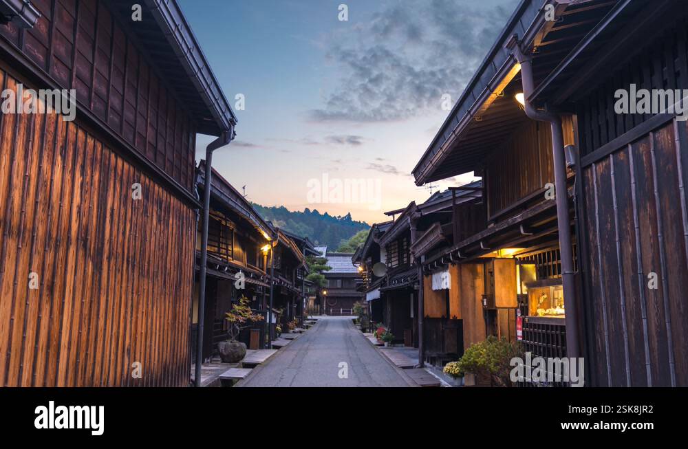 Takayama Gifu Japan night to day time lapse at old town Sannomachi ...