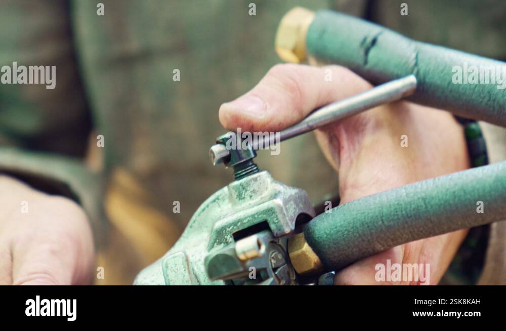 The process of rolling copper tubes of the freon pipeline Stock Video ...