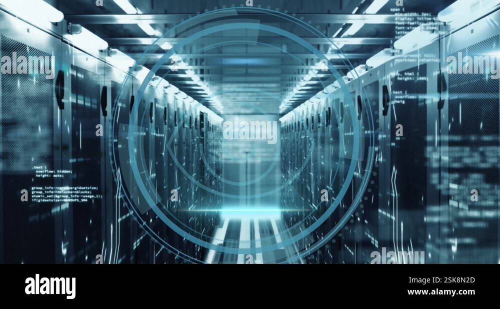 Animation of cyber security text banner, eye retina scanner and mosaic ...