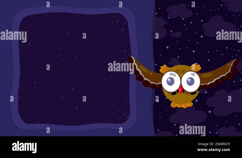 Cartoon character owl flying loop animation for titles Stock Video ...