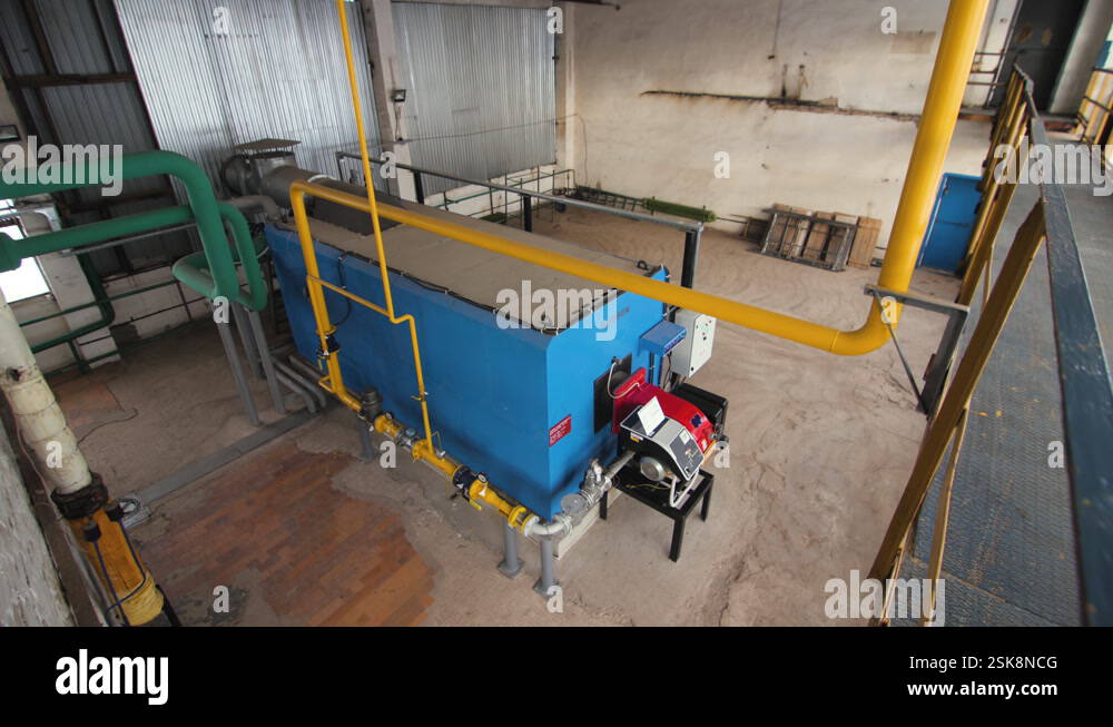 Hydraulic boiler for hot water supply with pipes and valves Stock Video ...