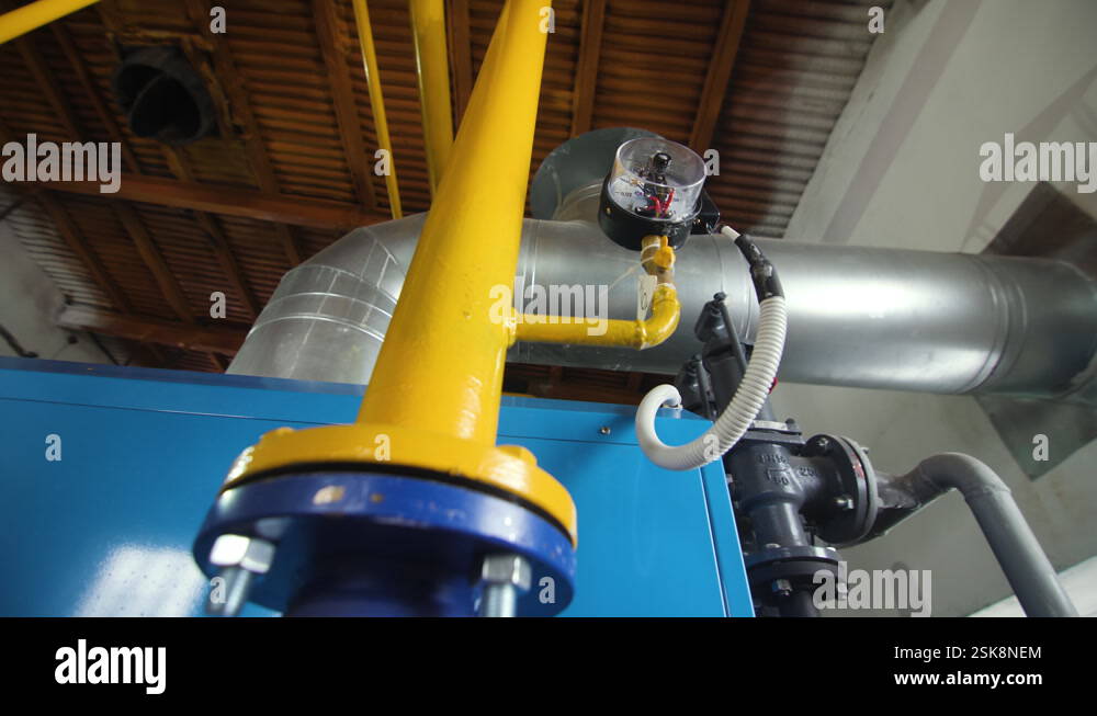 Hydraulic boiler system with manometer controlling pressure Stock Video ...