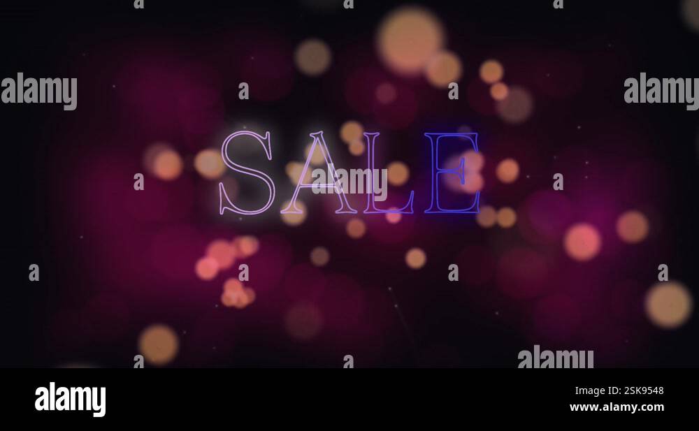 Animation of sale text over lens flares against black background Stock ...