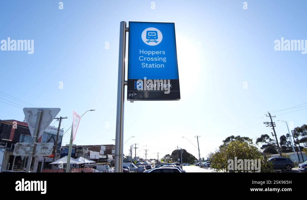 Melbourne VIC Australia: The sign of Hoppers Crossing Railway Station ...