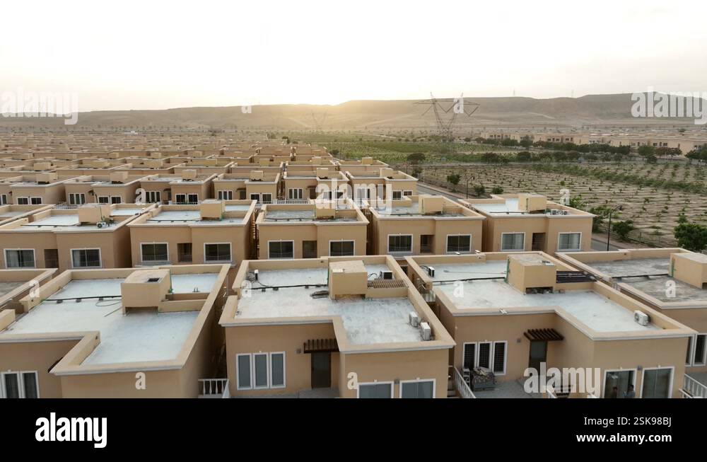 Aerial View Of Rows Of Modern Houses Bahria Town Housing Estate In ...