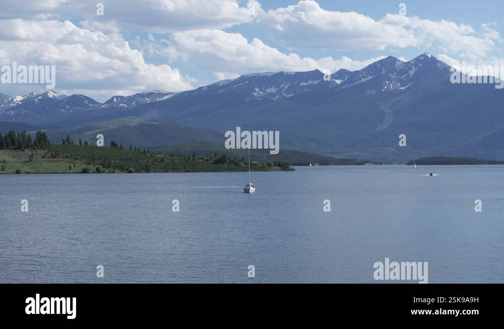 Lake Dillon, Colorado USA, Drone Shot of Sailboat in Water Reservoir ...