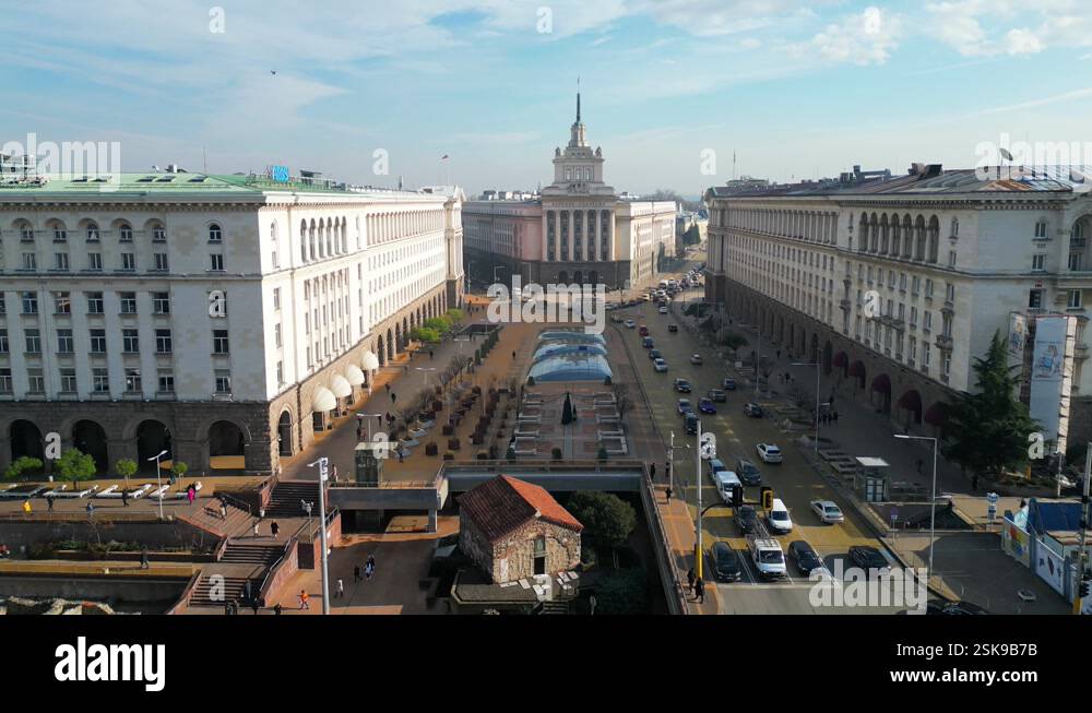 Sofia, Bulgaria. Aerial View of Saint Sofia Monument, National Assembly Stock Video Footage - Alamy