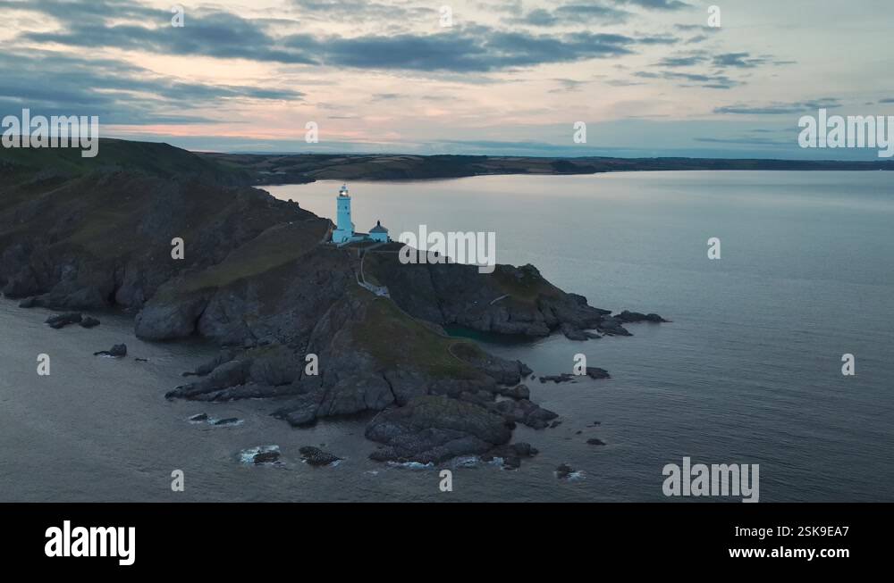 Sunset over Start Point Lighthouse, Trinity House and South West Coast ...