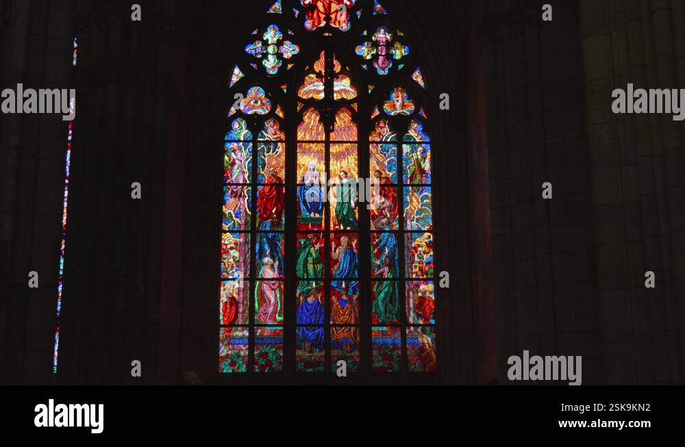 the stained glass window at the Metropolitan Cathedral of Saints Vitus ...