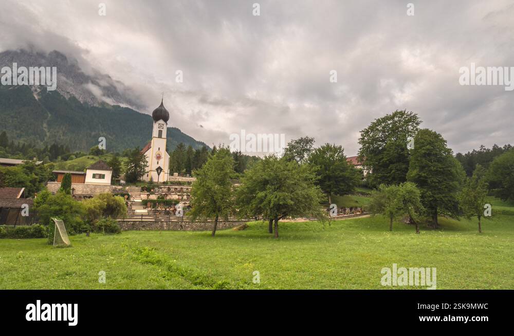 Alps mountain range time lapse and Zugspitze Peak top of Germany Stock ...