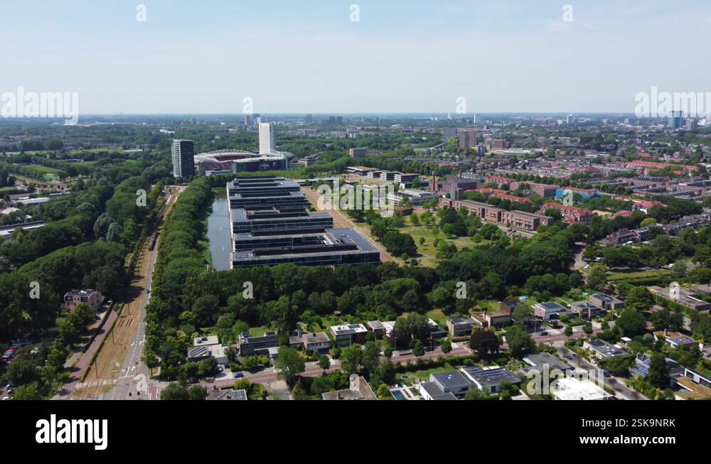 Bird's-eye view of Utrecht with the Galgenwaard football stadium in the ...