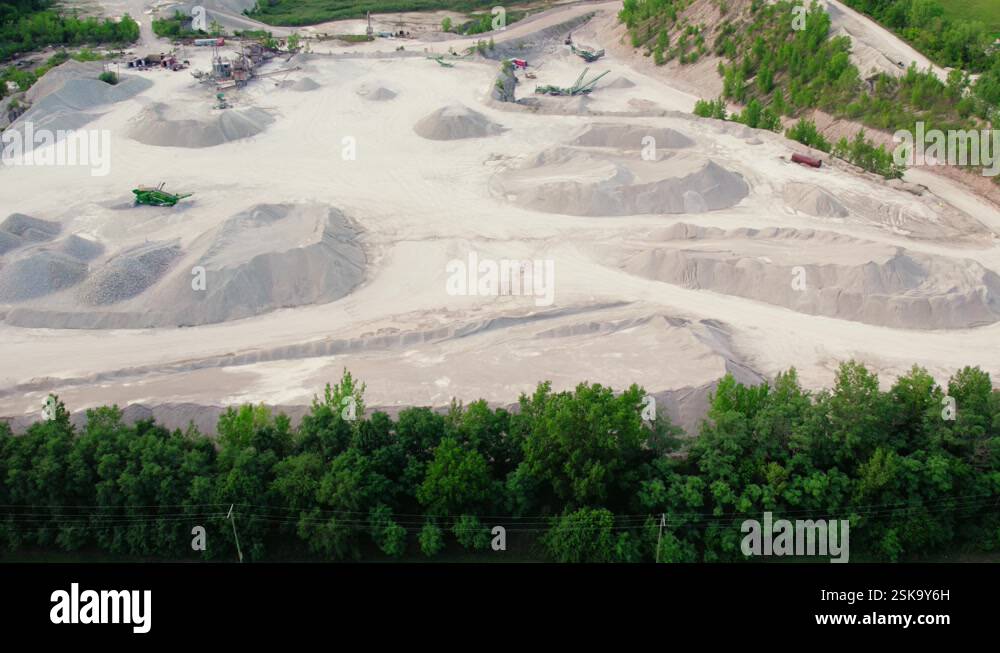 aerial of building materials yard - storage. Pile of construction ...