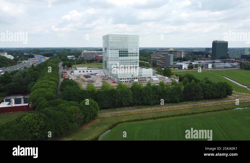 Rotating drone images show the surroundings and the buildings of the ...