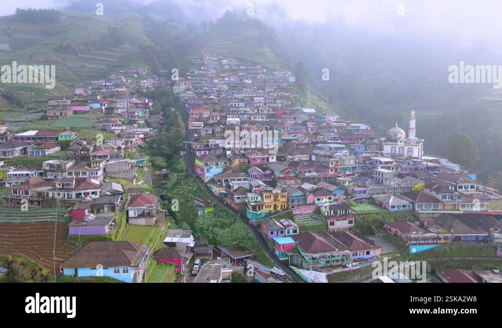 The small colorful village of Nepal of Java is located high on the ...