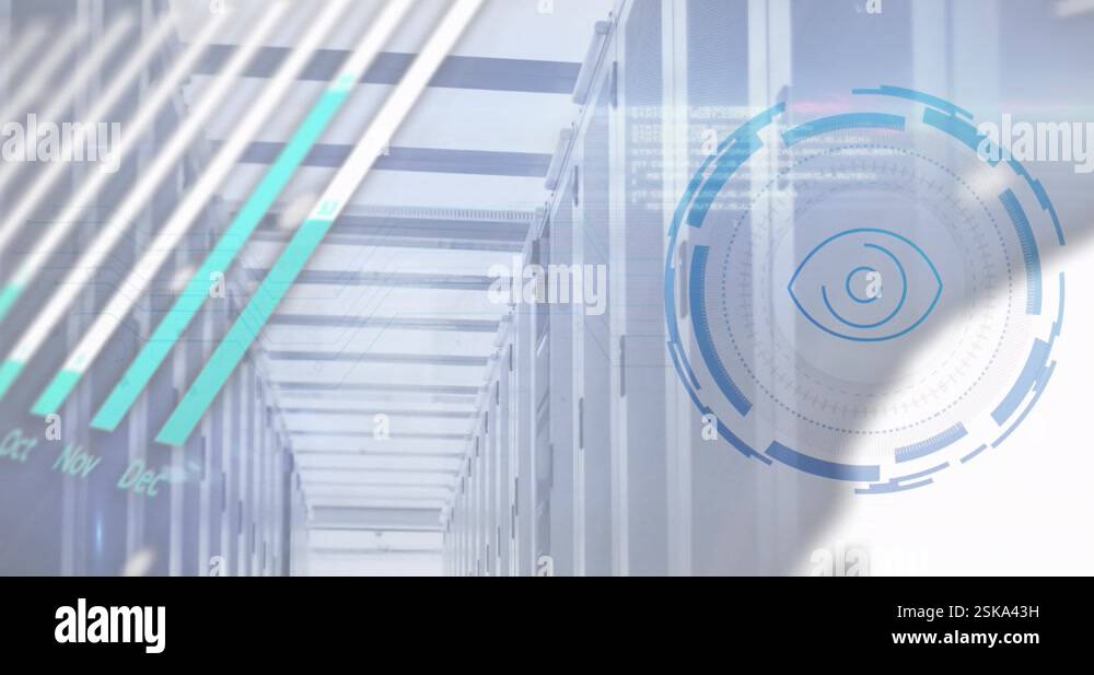 Animation of eye retina round scanner and statistical data processing against Stock Video ...
