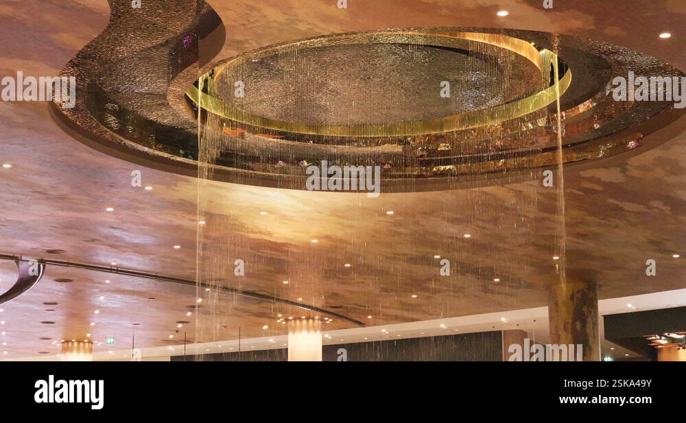 Ceiling fountain with different water shapes in ICONSIAM shopping mall ...