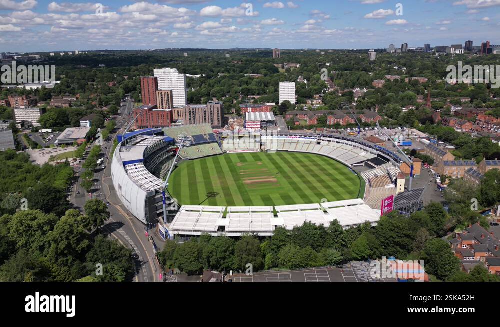 Stunning aerial view of Edgbaston Stadium and Birmingham city centre ...