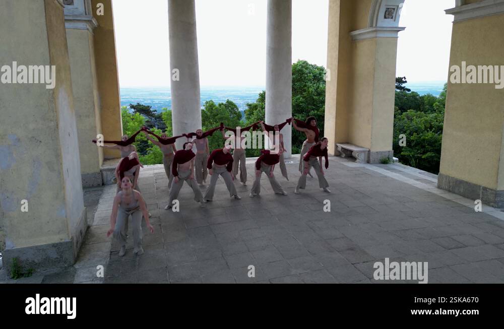 Professional dancing performance by a group of dancers, interpretive ...