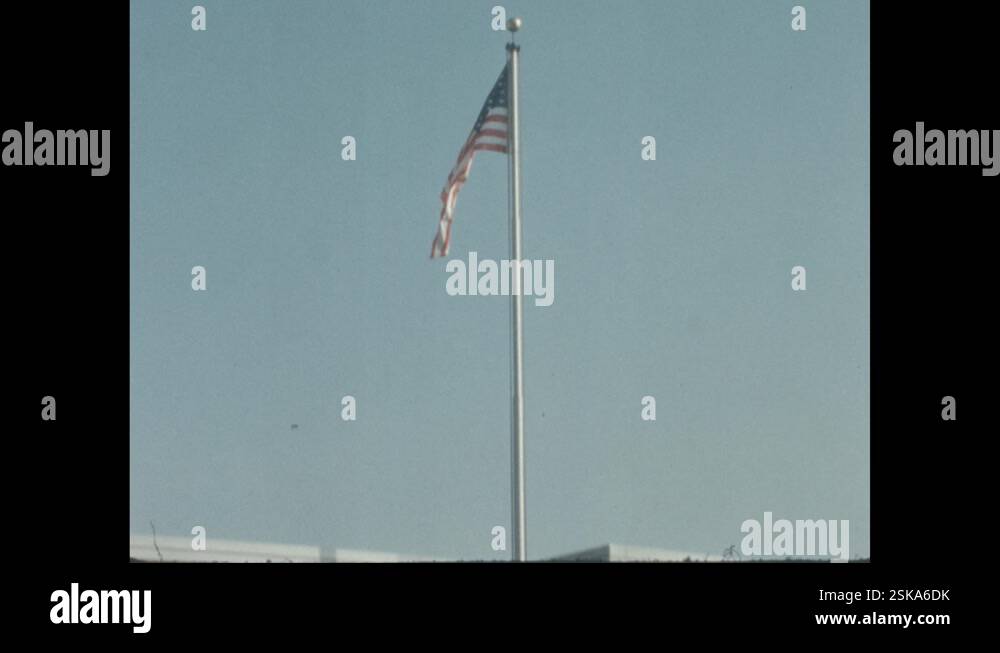 1960s: American flag waves in the breeze outside Bon Air, VA, post ...