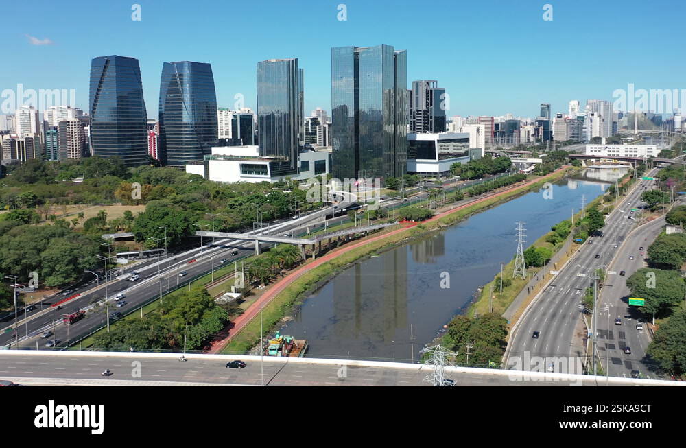 Business High Rise Buildings at Sao Paulo Brazil. Road Metropolitan ...
