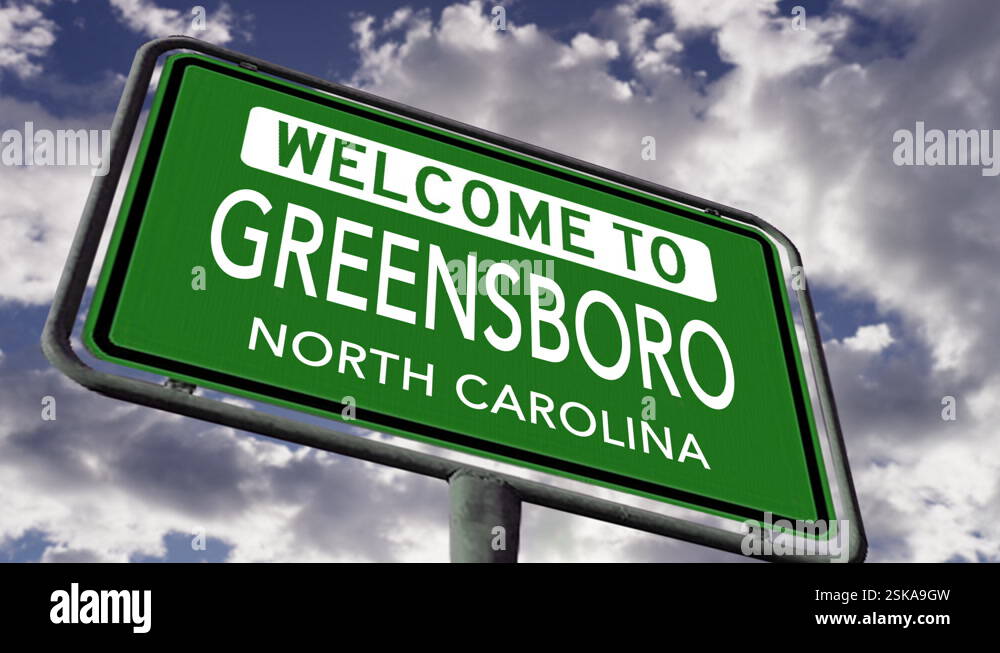 Welcome to Greensboro, North Carolina. USA City Road Sign Close Up ...