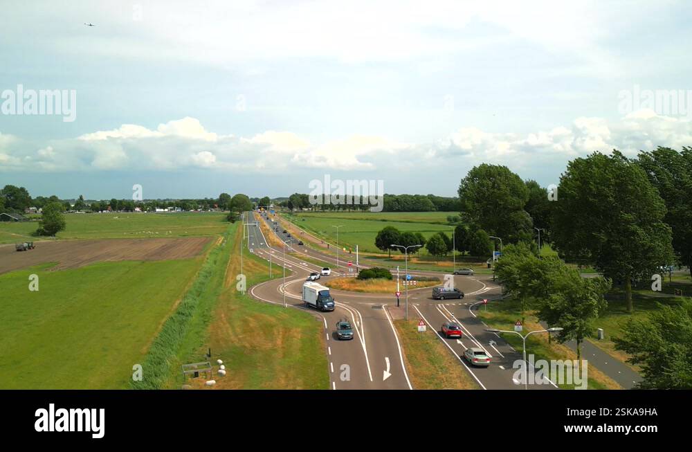 An aerial view of a roundabout in the country side of Castricum, the ...