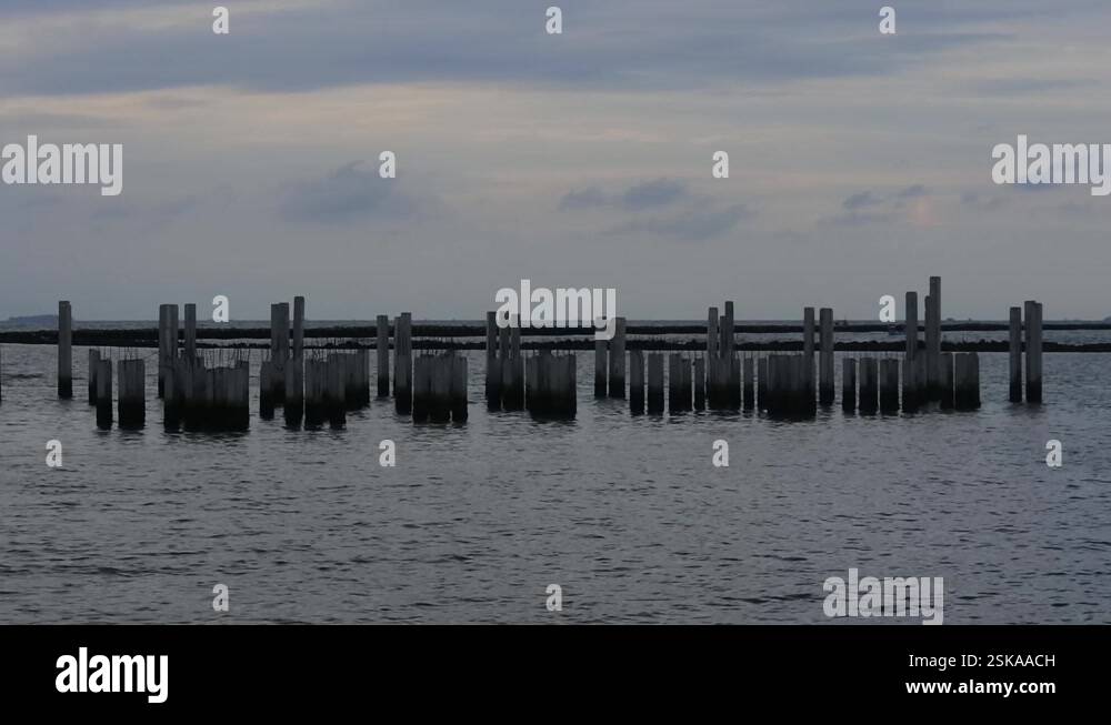 Wave breaker on the shore of Ancol Dreamland, North Jakarta, Indonesia ...