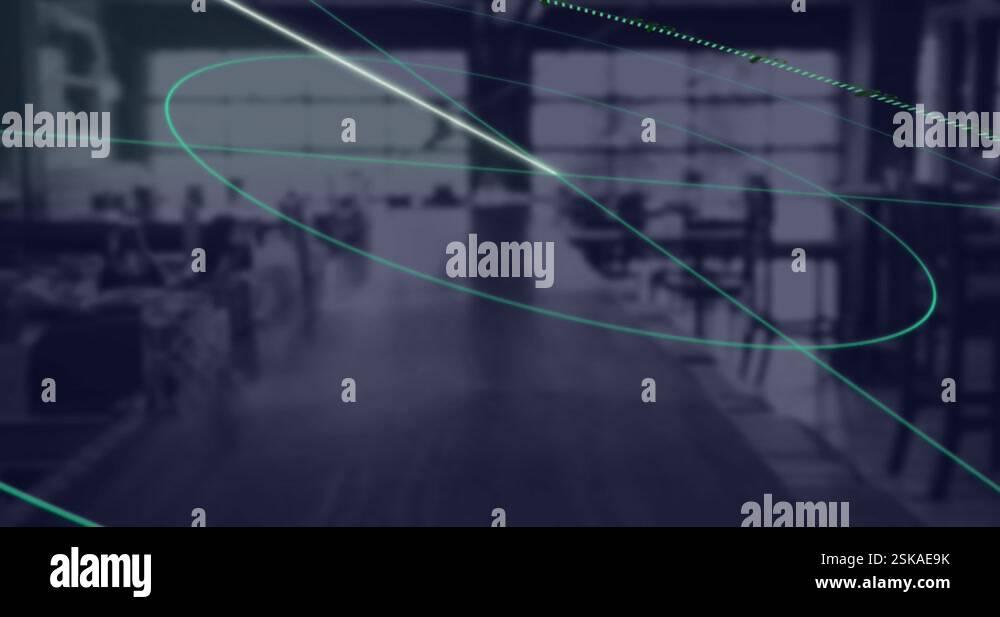 Animation of round scanner scanning against empty office Stock Video ...