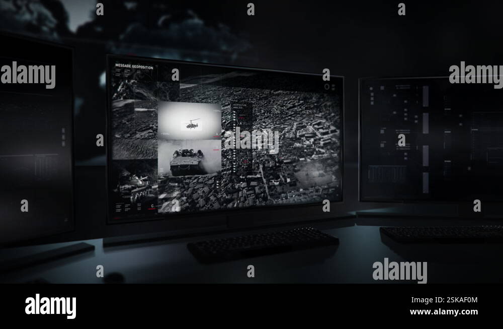 Military Spy scanner tracking the location of the enemy on the ...