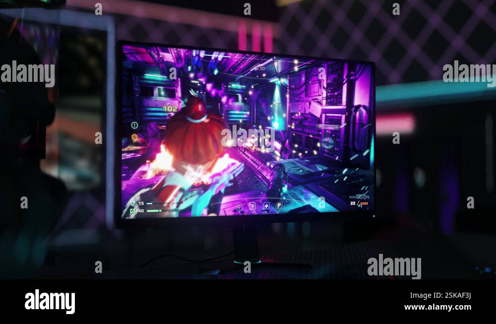 Winning a challenging boss fight against an alien monster in a fake ...