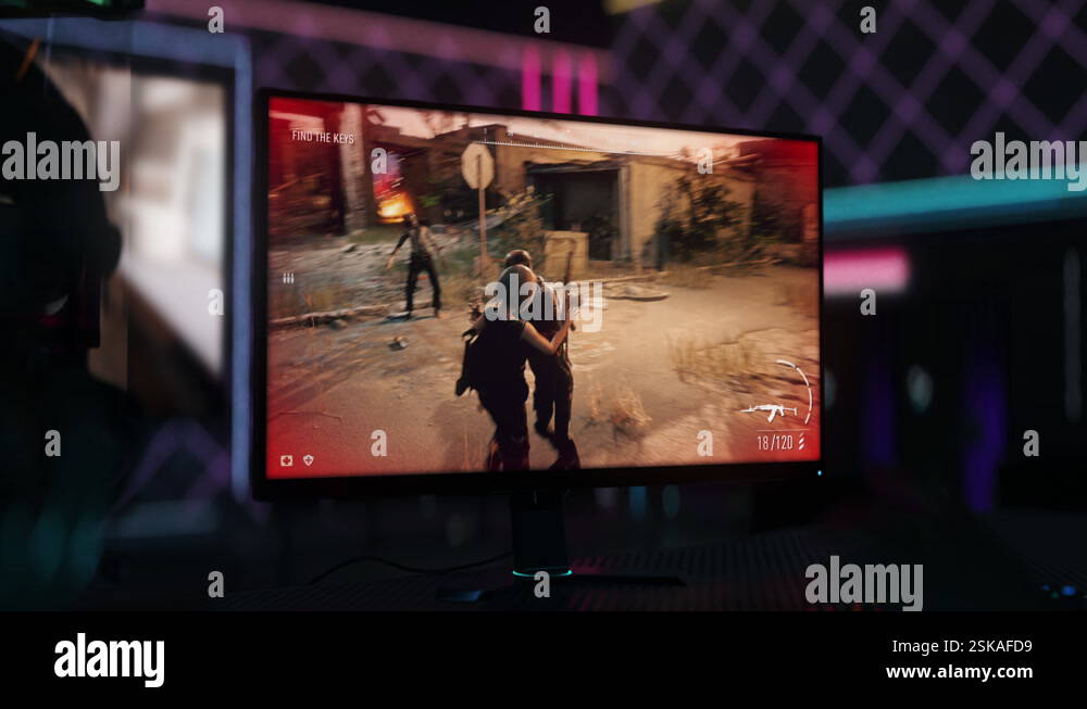 Controlling the female character in the action PC zombie shooter ...