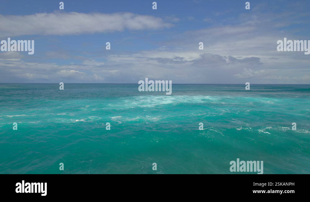 Flying over the Pacific Ocean on the North Shore of Oahu Hawaii. 4k ...