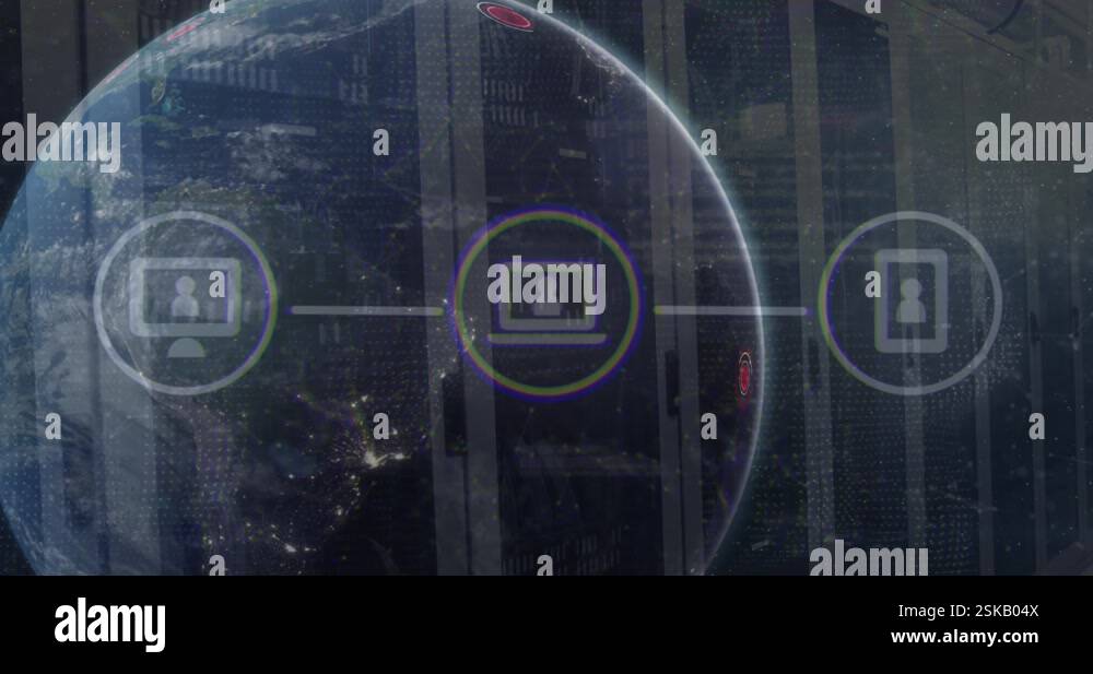 Animation of phone, laptop, computer in flowchart with globe and connected dots Stock Video ...