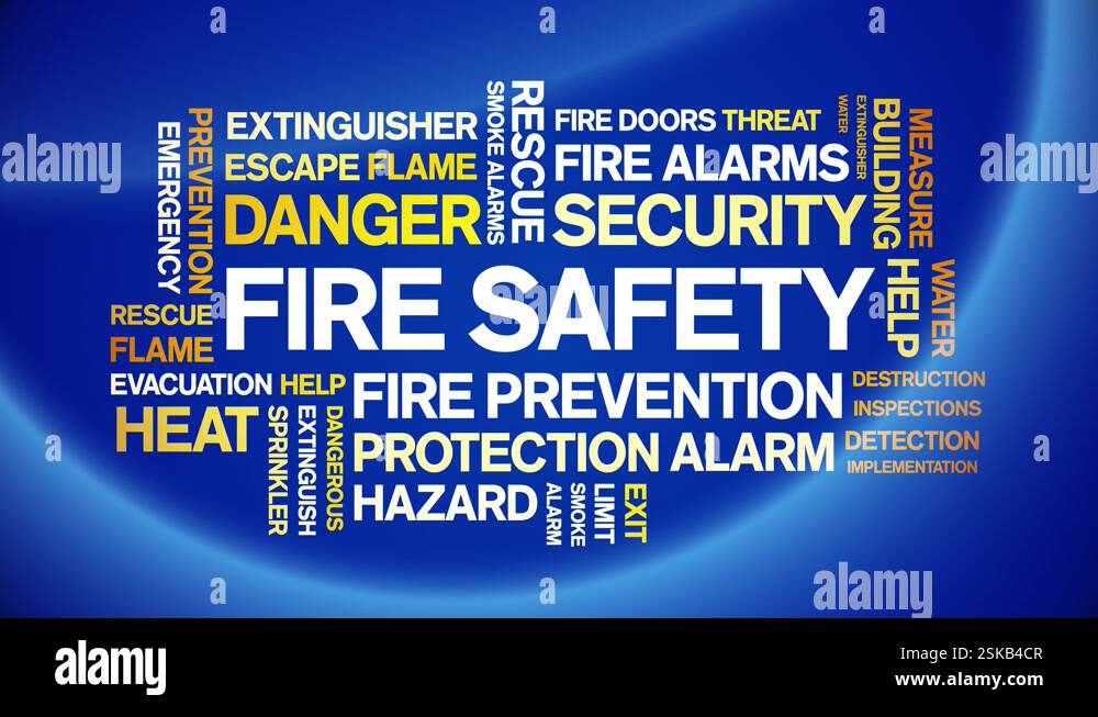 Fire Safety animated word cloud,animation text kinetic typography ...