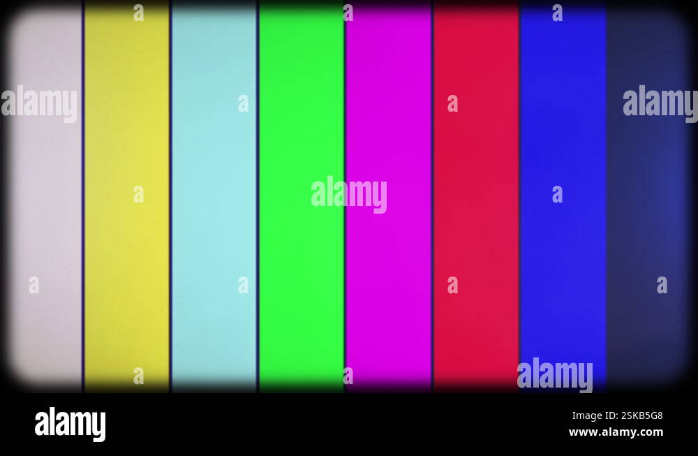 SMPTE color bars with VHS effect. Effect retro TV with kinescope. Old ...