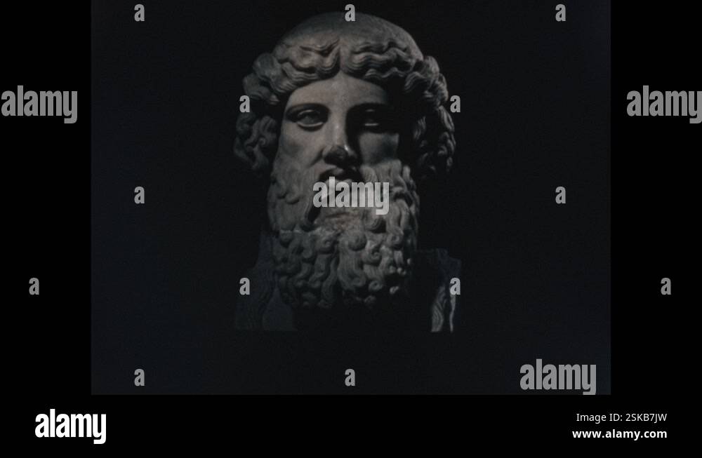 1960s: stone bust of Plato against a black background, showing detailed hair Stock Video Footage ...