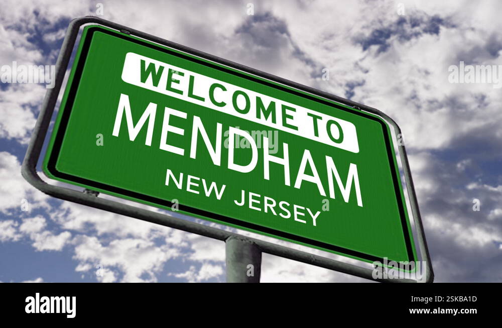 Welcome to Mendham, New Jersey. USA City Road Sign Close Up, Realistic ...