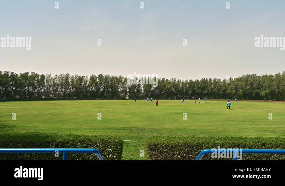 Cricket match in a community cricket ground in Dubai, United Arab ...