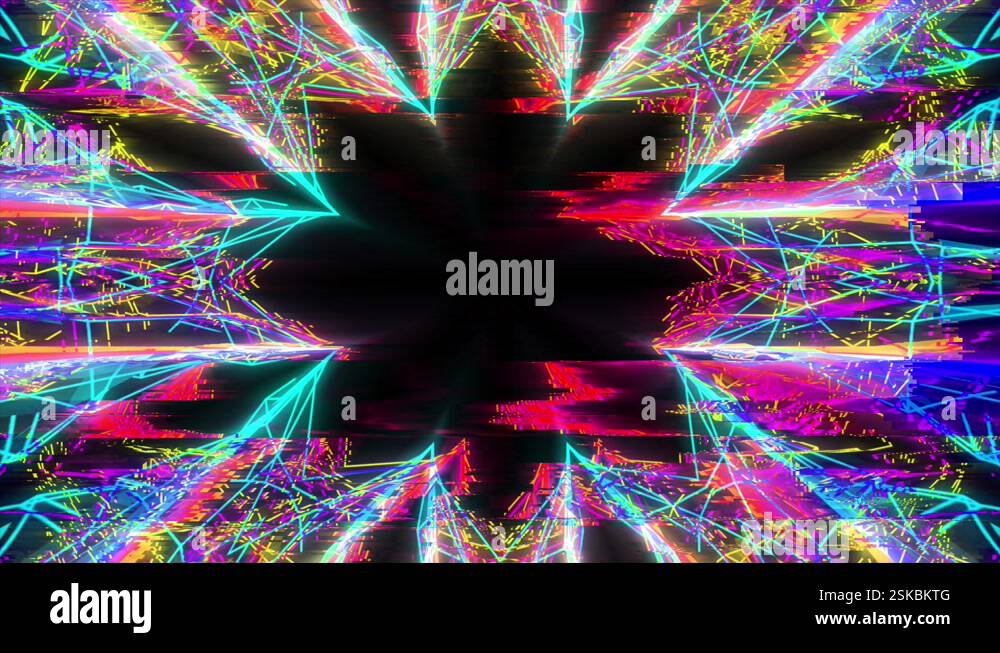 Fast blinking distorted lights on black background in glitch style ...