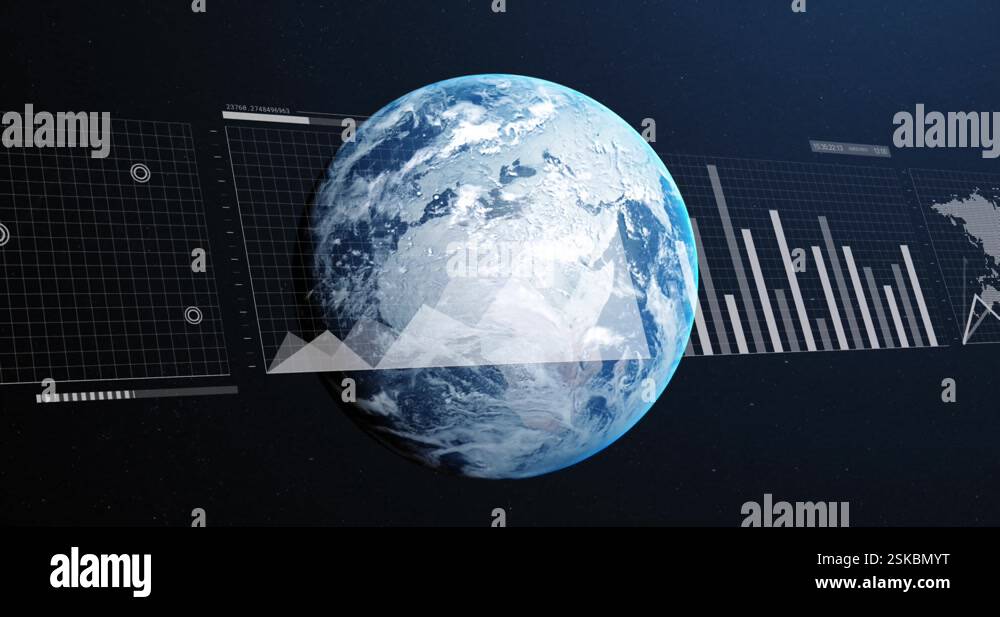 Animation of statistical data processing against spinning globe in space Stock Video Footage - Alamy