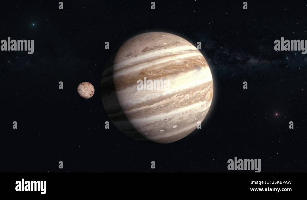 Realistic Animation of Planet Jupiter and its Moons Stock Video Footage ...