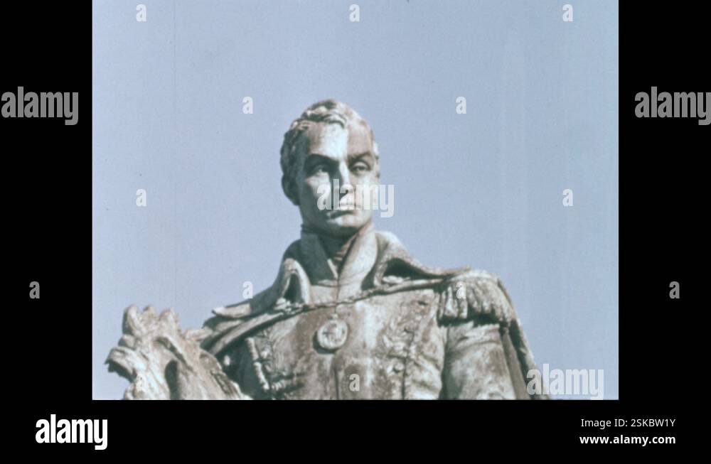 1960s: head and shoulders of a marble statue of a man in military ...