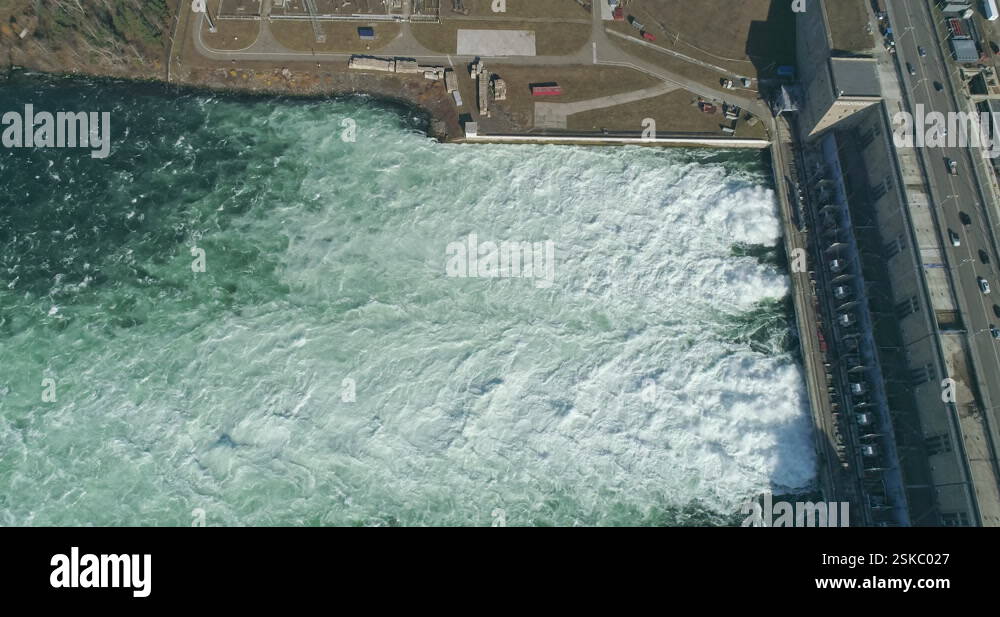 Large Hydropower System. Hydroelectric Dam on the River, Water ...