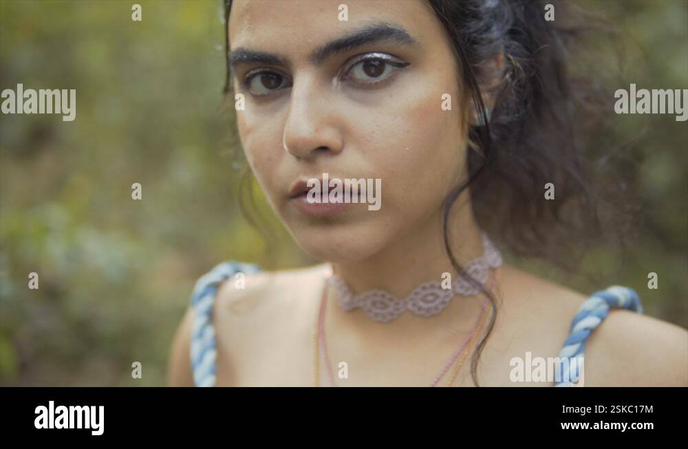 Cinematic slow motion (slomo) close up shot of a fashion model face in ...
